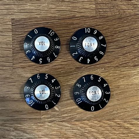Set Of 4 Gibson Witch Hat Knobs Silver Inserts 1960s70s Reverb