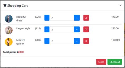 Bootstrap 4 Jquery Shopping Cart