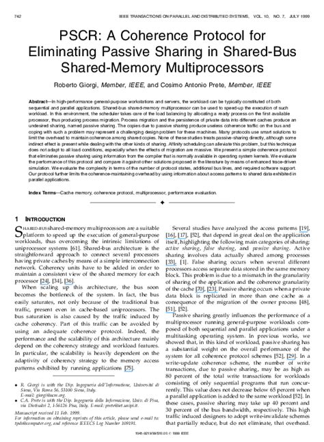 pdf pscr a coherence protocol for eliminating passive sharing in shared bus shared memory
