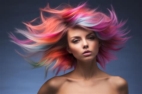 Premium Photo Female Model With Colored Hair