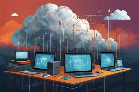 A Concept Of Future Remote Data Storage And Cloud Computing Technologies Stock Illustration