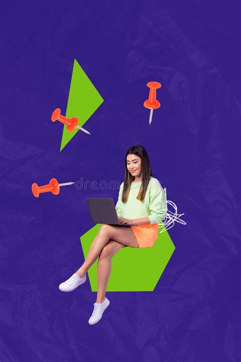 Poster Photo Vertical Collage Of Happy Businesswoman Freelancer Type