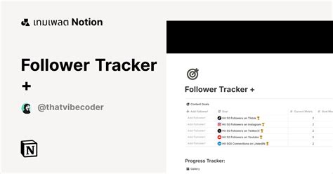 เทมเพลต Follower Tracker โดย That Vibe Coder มาร์เก็ตเพลส Notion