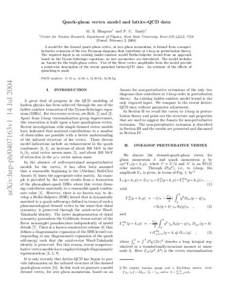 Pdf Quark Gluon Vertex Model And Lattice Qcd Data