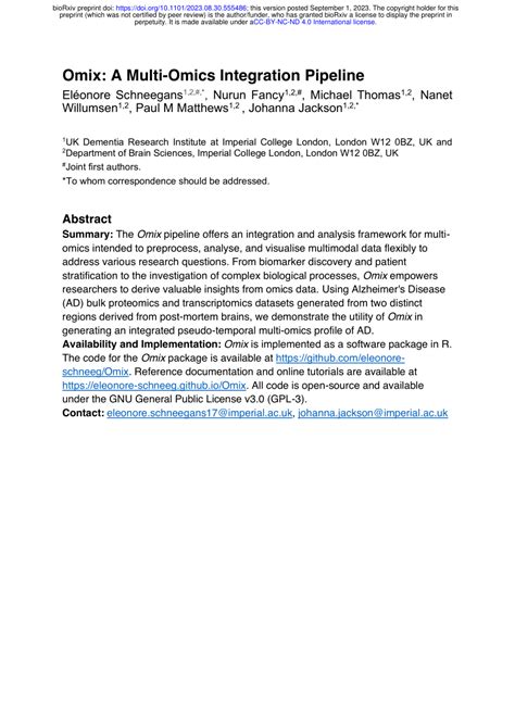 Pdf Omix A Multi Omics Integration Pipeline