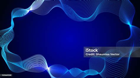 진한 파란색 추상적인 배경에 동적 파란색 입자 물결 선 추상적인 사운드 시각화 발광 입자의 파동 흐름의 디지털 구조 3차원 형태에 대한 스톡 벡터 아트 및 기타 이미지
