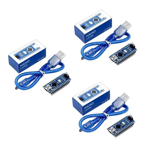 Nano V30 Ch340 De 3 Piezaslote Para Arduino Con Cable Usb Azul