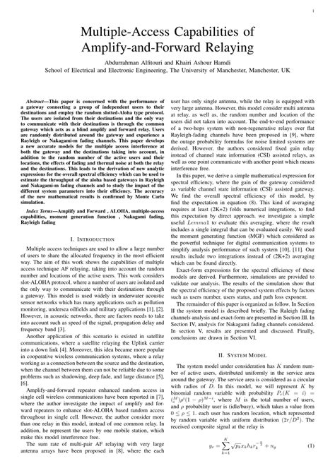 Pdf Multiple Access Capabilities Of Amplify And Forward Relaying