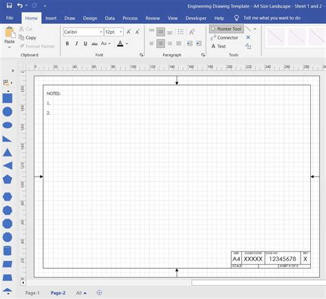 Visio Format Engineering Drafting Drawing Schematic Or Blueprint Template Sheets 1 And 2 Iso