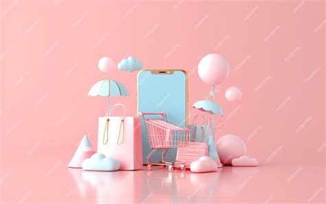 Premium Photo Digital Marketing Concept Online Shopping Via Mobile App 3d Rendering