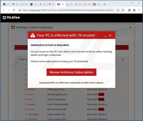 Mcafee Your Pc Is Infected With 5 Viruses Pop Up Scam Removal And Recovery Steps Updated