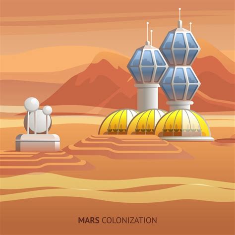 Premium Vector Flat Illustration Scientific Base On Surface Mars