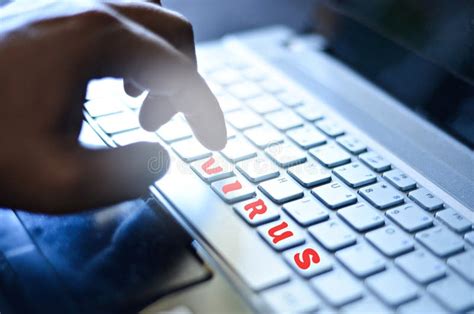 computer keyboard with red text virus stock image image of infection