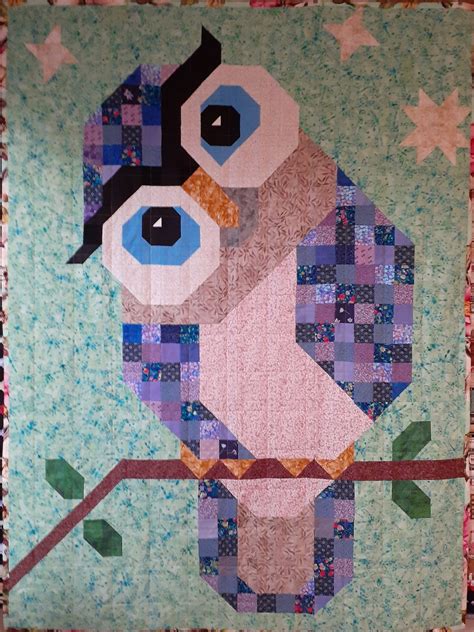 Owl Quilt Patchwork Pattern Olivia The Quirky Bird Digital Download Etsy