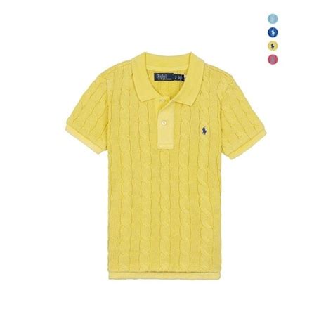 [폴로 랄프로렌]여성 슬림핏 케이블 반팔 카라넥 니트 P340801569