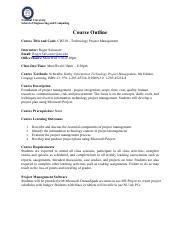 Introduction To Technology Project Management CIS310 Course Course Hero