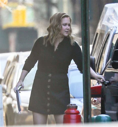 Amy Schumer In Short Black Button Down Dress On Her Way To An Ny Pops Up Event In Manhattan 03