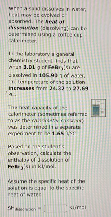 Solved When A Solid Dissolves In Water Heat May Be Evolved