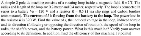 Solved A Simple 2 Pole Dc Machine Consists Of A Rotating Loop Inside A