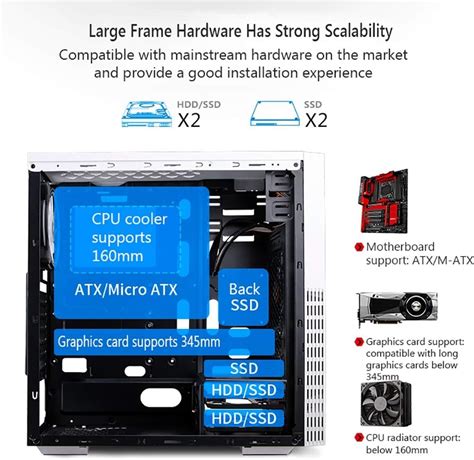 Buy Hdyd Gaming Case Mid Tower Pc Gaming Case Atx M Atx Front I O Usb Port Transparent