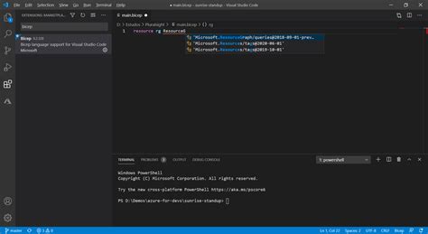 Intellisense Not Recognizing Resource Groups · Issue 1443 · Azurebicep · Github