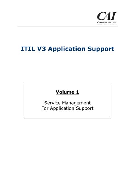 ITIL V3 Lifecycle For Application Support