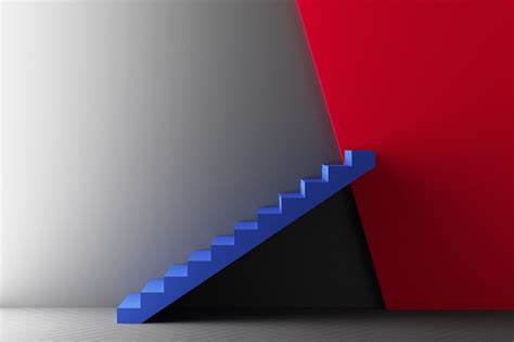 빨간색과 파란색의 그늘에서 직사광선과 최소한의 추상 기하학적 배경 제품 프레젠테이션 3d 렌더링을 위한 빈 연단으로 장면을 선보입니다 3차원 형태에 대한 스톡 사진 및 기타