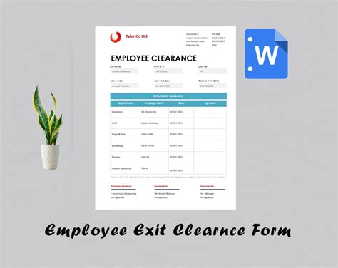 Employee Clearance Form Employee Exit Employee Departure Employee Offboarding Employee