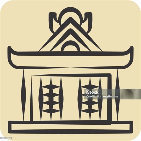 아이콘 파빌리온 닌자 기호와 관련이 있습니다 손으로 그린 스타일입니다 심플한 디자인 편집 가능 간단한 일러스트레이션 3차원 형태에 대한 스톡 벡터 아트 및 기타 이미지