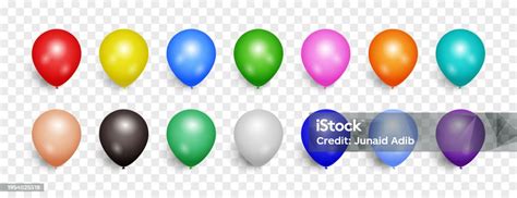 투명한 배경에 고립된 사실적인 풍선 세트입니다 기념일 생일 파티 디자인 벡터 일러스트 레이 션에 대 한 3d 헬륨 풍선 템플릿 3차원 형태에 대한 스톡 벡터 아트 및 기타