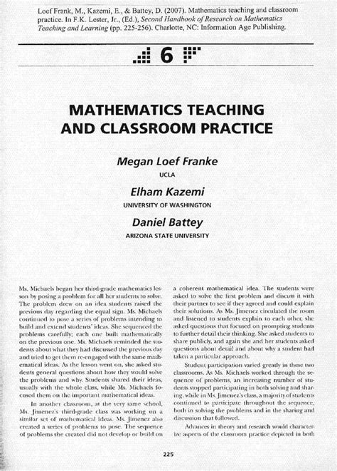 PDF Mathematics Teaching And Classroom Practice