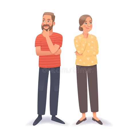 Puzzled Man And Woman Thinking Solution To The Problem Stock Illustration Illustration Of