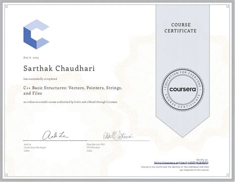 cplusplus programmingskills courseragraduate sarthak chaudhari