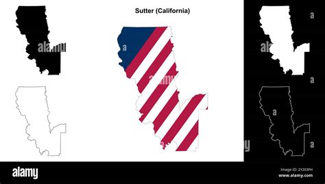 Sutter County California Outline Map Set Stock Vector Image And Art Alamy
