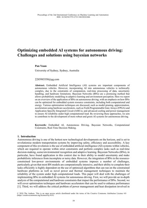 Pdf Optimizing Embedded Ai Systems For Autonomous Driving Challenges