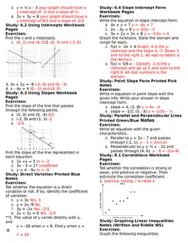 Linear Functions Test Review With Quick Facts Sheet And Key By MissSilly