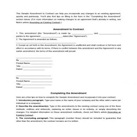 45 Official Contract Amendment Templates Besty Templates