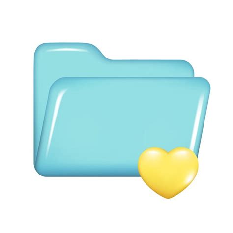 Premium Vector Realistic 3d Blue Folder With Yellow Heart Decorative