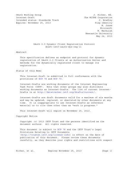 Draft Ietf Oauth Dyn Reg Oauth Dynamic Client Ietf Tools