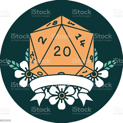 자연 20 치명타 D20 주사위 롤 아이콘 굴리기에 대한 스톡 벡터 아트 및 기타 이미지 굴리기 문신 미술품 Istock