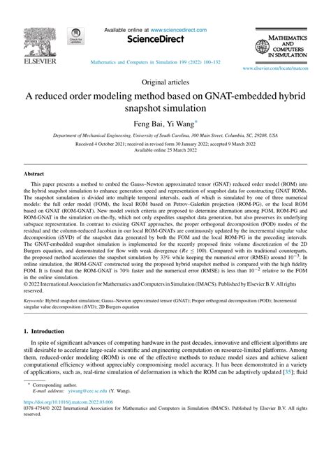 Pdf A Reduced Order Modeling Method Based On Gnat Embedded Hybrid Snapshot Simulation