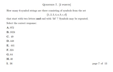 solved question 7 [2 points] how many 6 symbol strings are