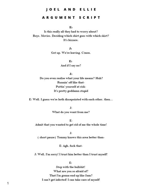 Joel And Ellie Argument Script Pdf