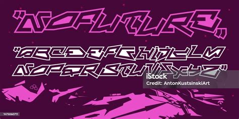 트렌디한 미래 공상과학 사이버펑크 기술 추상 기술 알파벳 글꼴 디지털 스페이스폰트 타이포그래피 벡터 일러스트 레이 션 개체 그룹에 대한 스톡 벡터 아트 및 기타 이미지