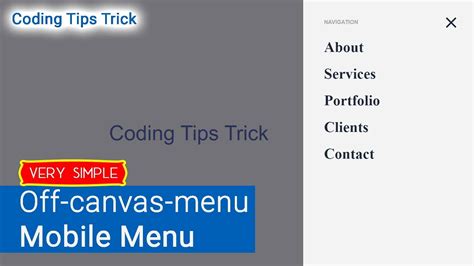 Off Canvas Menu HTML CSS JQuery WebDesign YouTube