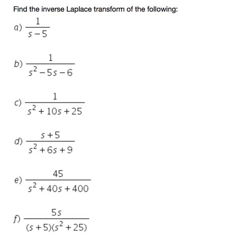 Solved Find The Inverse Laplace Transform Of The Following Chegg