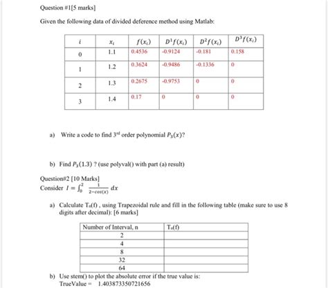 question 1[5 marks given the following data of