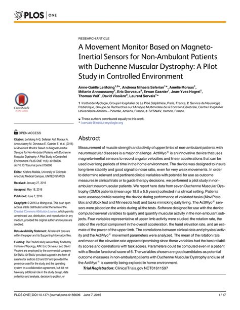 Pdf A Movement Monitor Based On Magneto Inertial Sensors For Non Ambulant Patients With