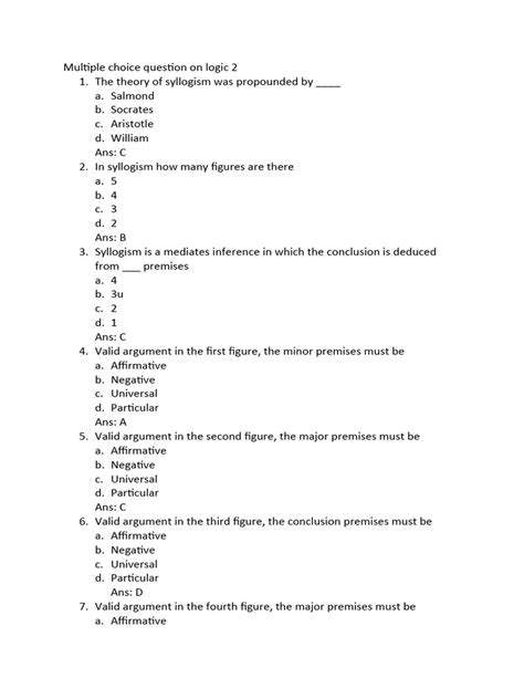 Logic Ii Question Bank Pdf Logic Deductive Reasoning