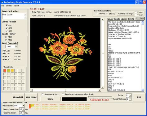 My DIY Projects Embroidery Gcode Generator V